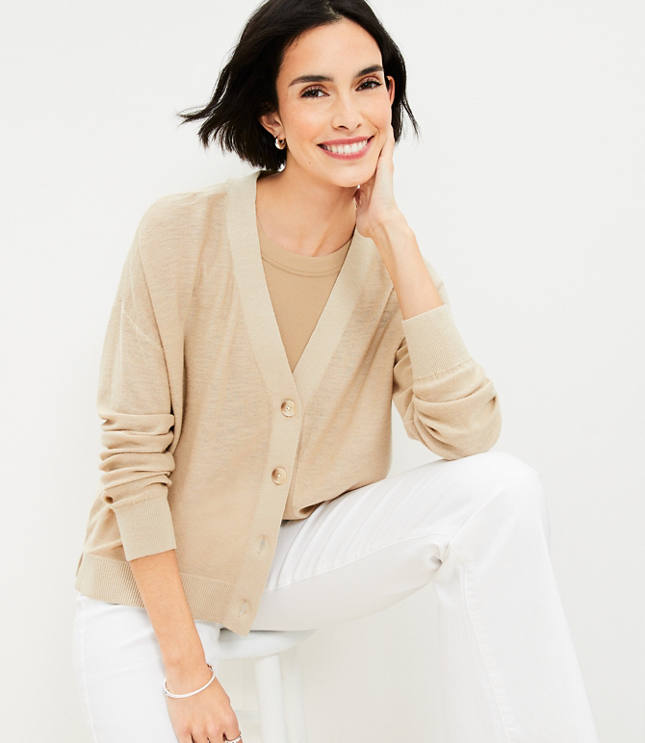 Drop Shoulder V-Neck Cardigan