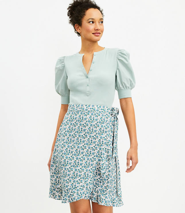 Tall Floral Ruffle Wrap Skirt