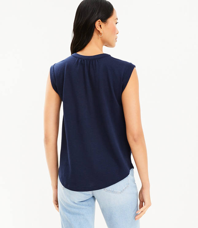 Ruffle Bib Button Top