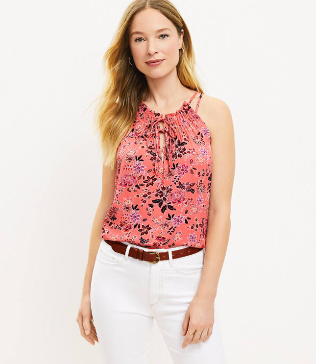 Country Garden Tie Neck Halter Cami