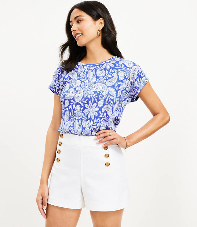 Paisley Linen Blend Tee