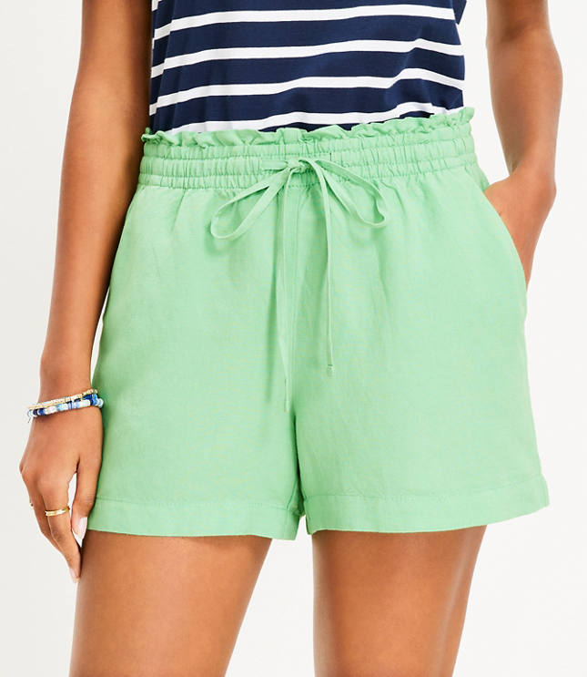 Pull On Linen Blend Shorts