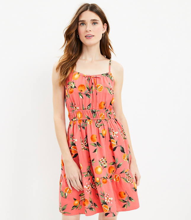 Orange Harvest Smocked Waist Cami Dress