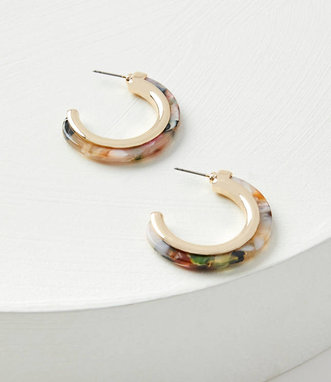 Tortoiseshell Print Skinny Hoop Earrings