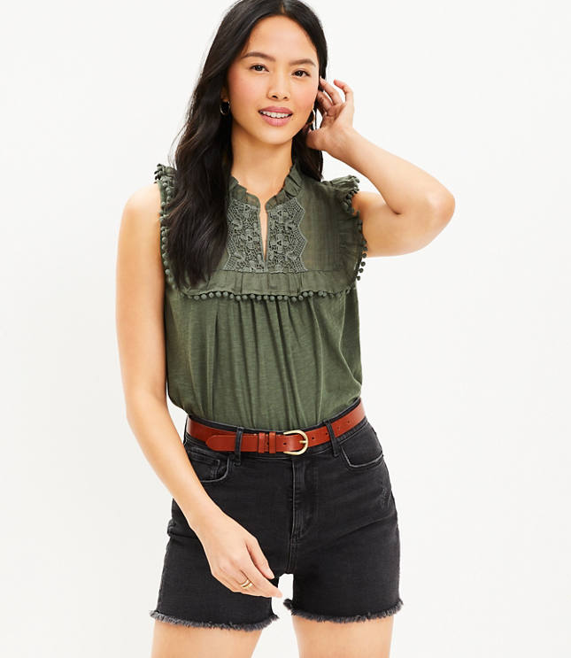 Pom Pom Ruffle Shell