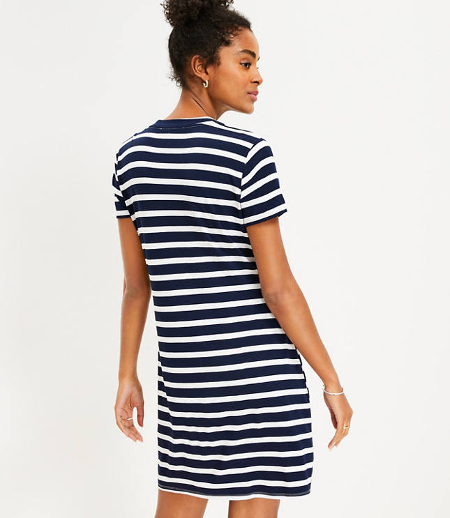 Petite Striped Twist Short Sleeve Shift Dress