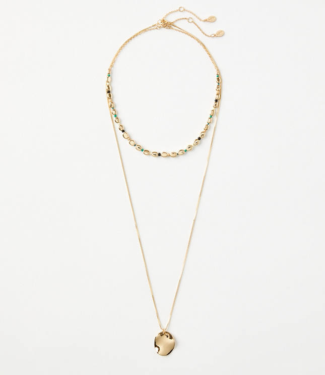 Beaded Layered Pendant Necklace