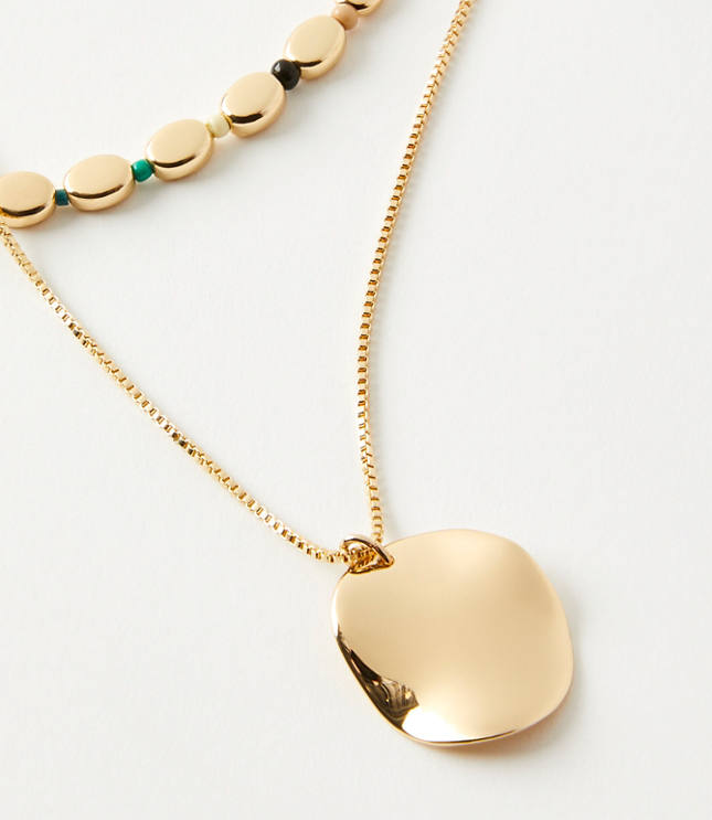 Beaded Layered Pendant Necklace