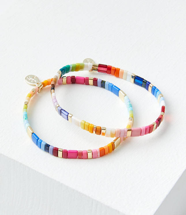 Multicolored Chicklet Bracelet Set