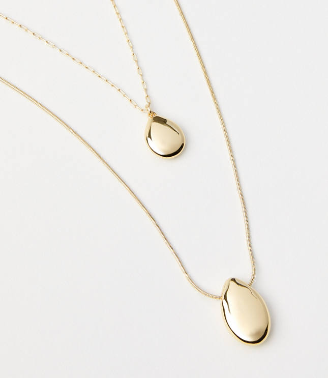 Metallic Bean Layered Necklace