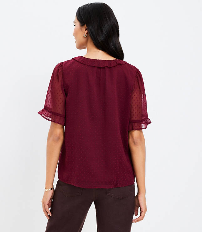 Clip Ruffle V-Neck Top