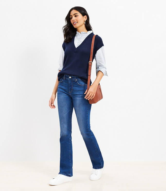 Petite Mid Rise Boot Jeans in Vintage Dark Wash