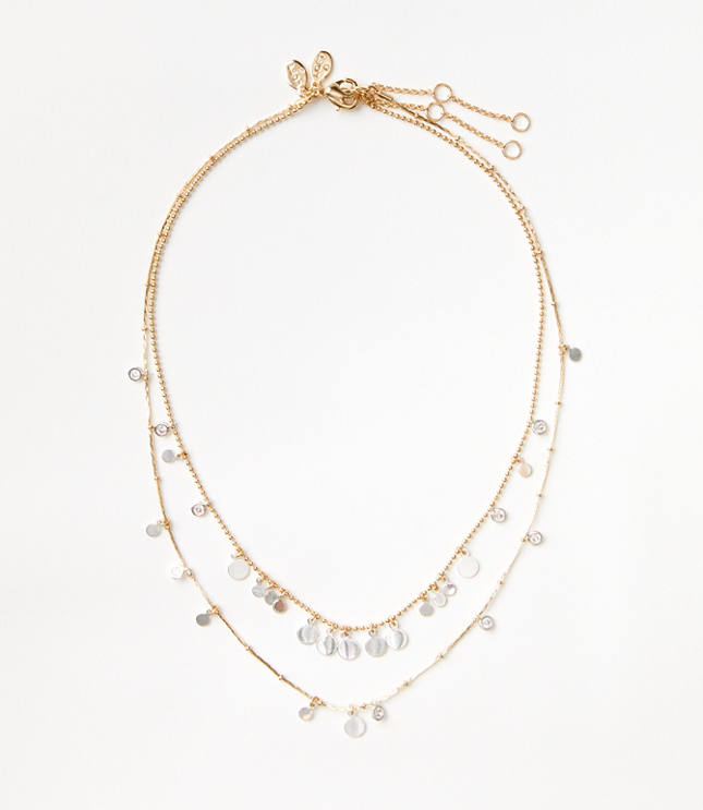 Short Layered Disk Station Necklace