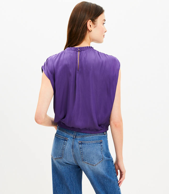 Petite Ruffle Neck Bubble Hem Shell