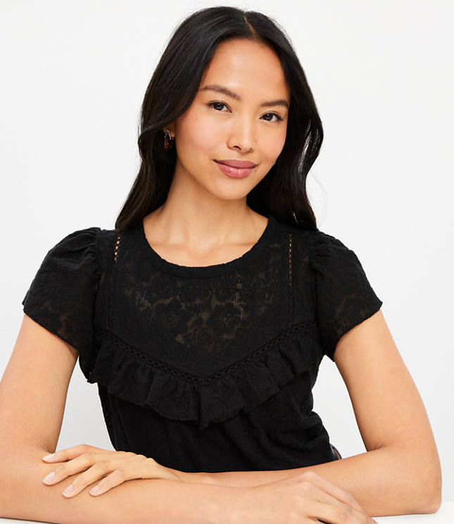 Chevron Lace Ruffle Top