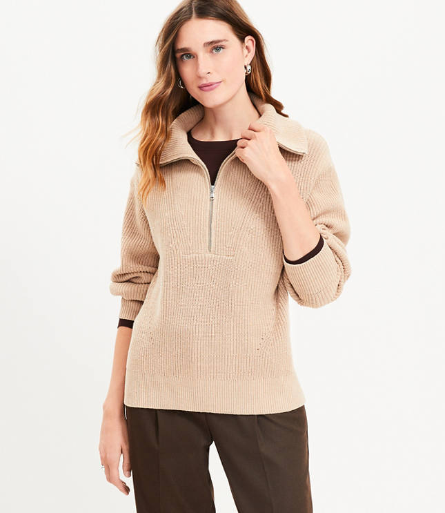 Ribbed Half Zip Sweater