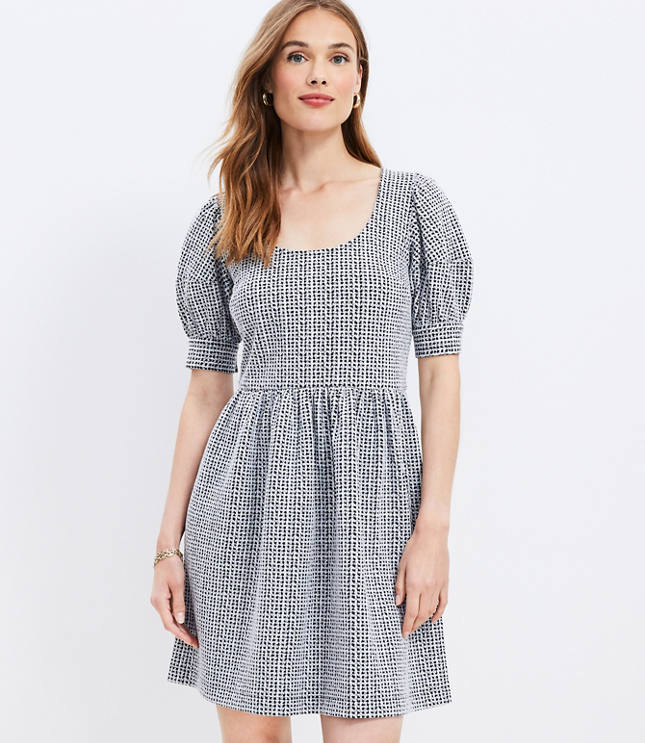 Textured Scoop Neck Swing Dress