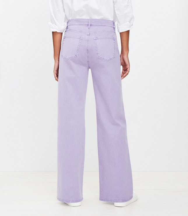 High Rise Wide Leg Jeans in Spring Lavender