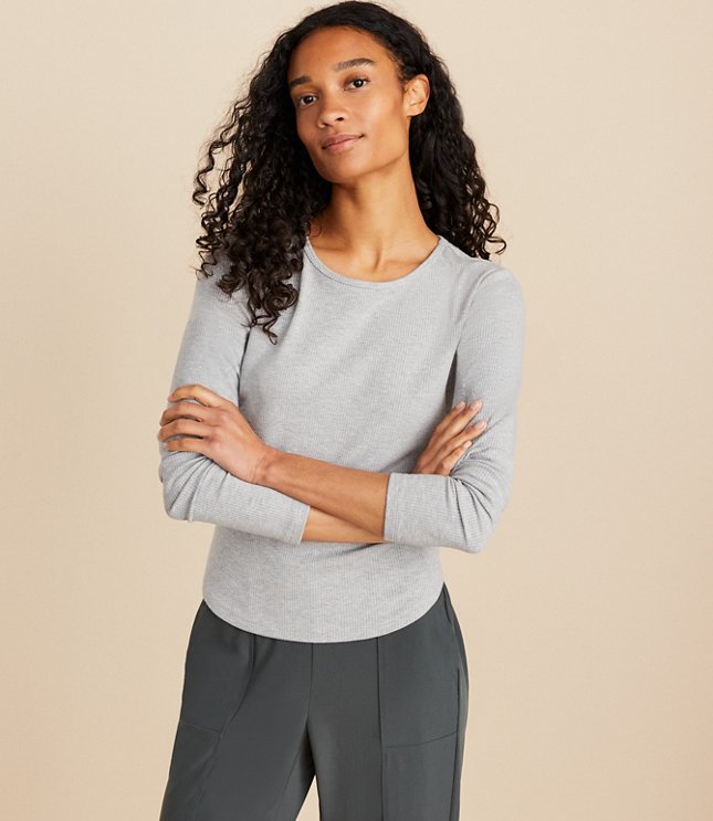 Womens Ribbed Long Sleeve Tops | Loft