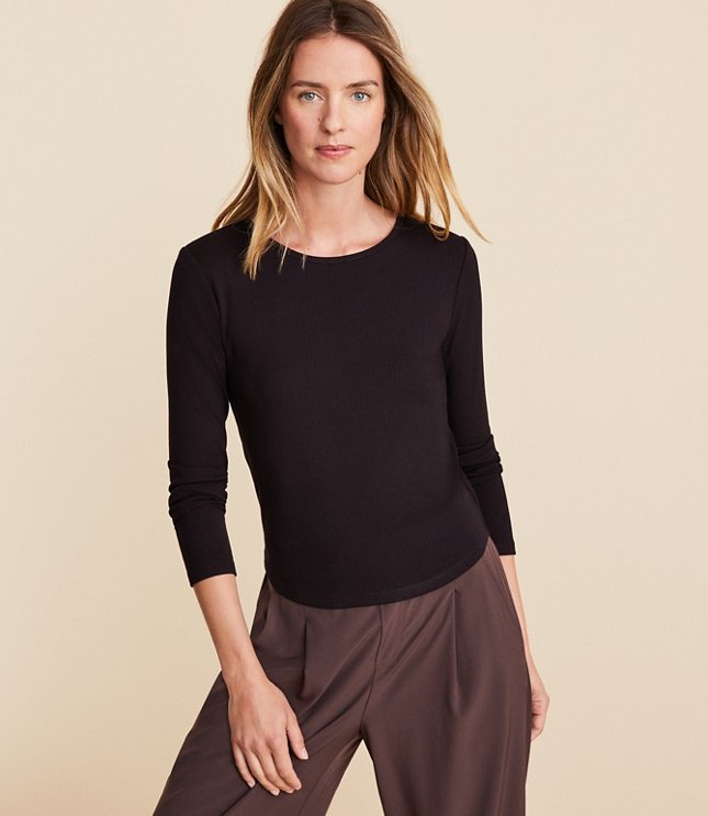 Womens Ribbed Long Sleeve Tops | Loft