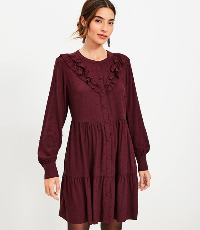 Clip Ruffle Tiered Swing Dress