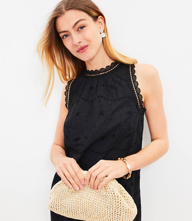 Eyelet Lace Trim Sheath Dress