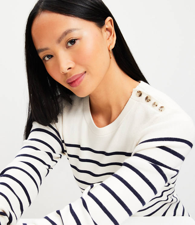 Stripe Draped Sleeve Sweater