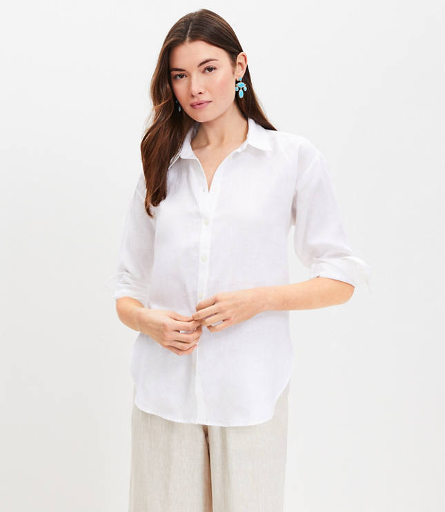 Linen Hi-Lo Hem Shirt