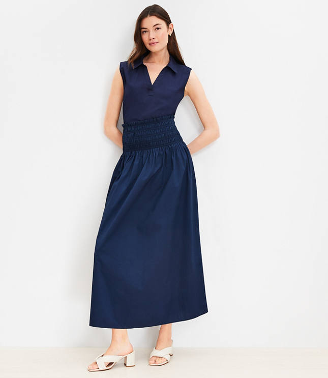 Poplin Collared Bubble Hem Shell