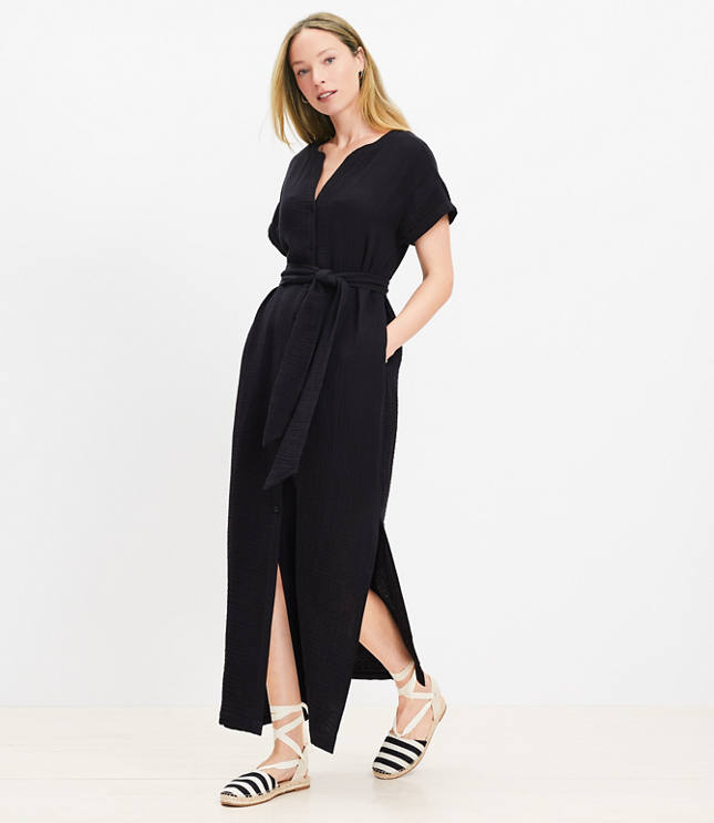LOFT Beach Triple Cloth Short Sleeve Maxi Dress