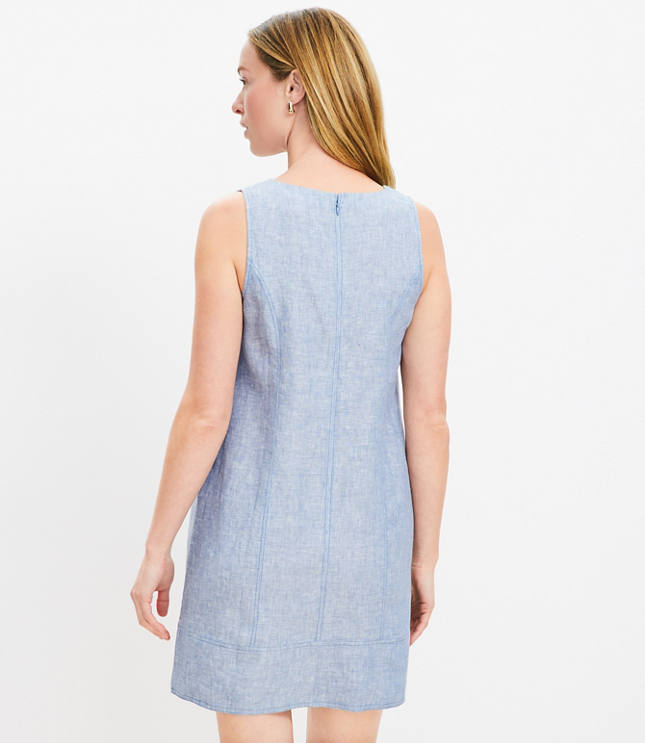 Chambray Linen Pocket Sheath Dress