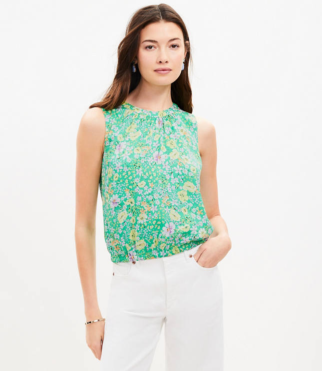 Floral Sleeveless Bubble Hem Top