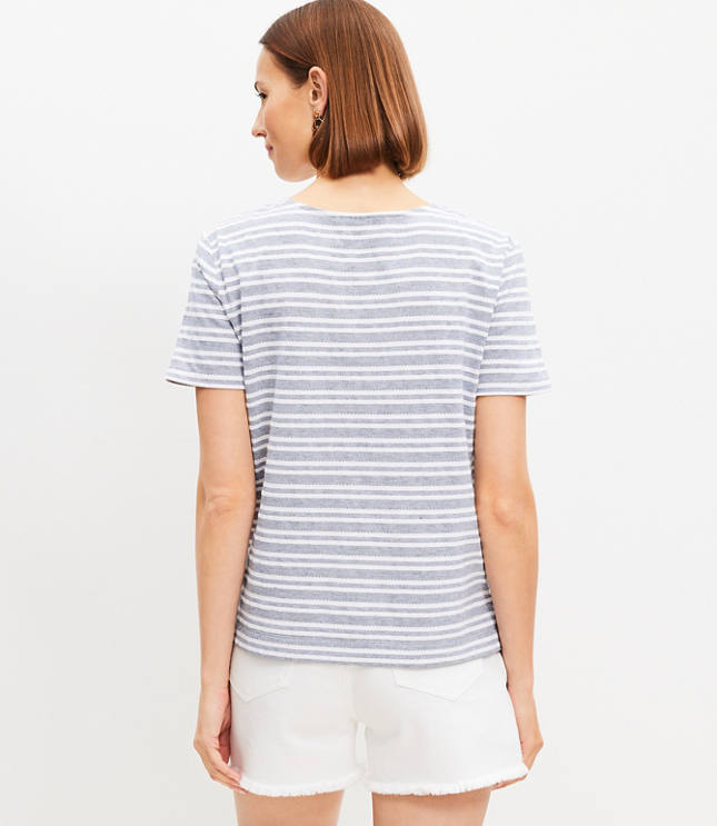 Texture Striped V-Neck Tee