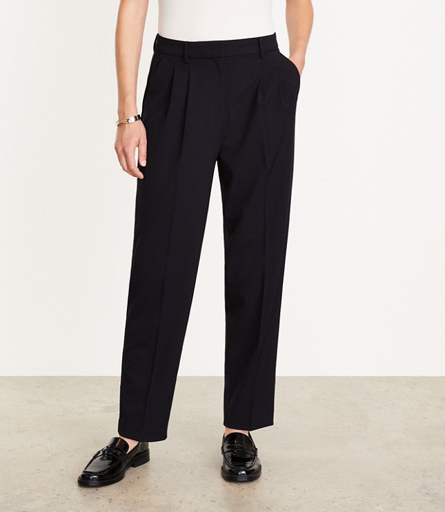 High Waist Pleated Trousers | Loft