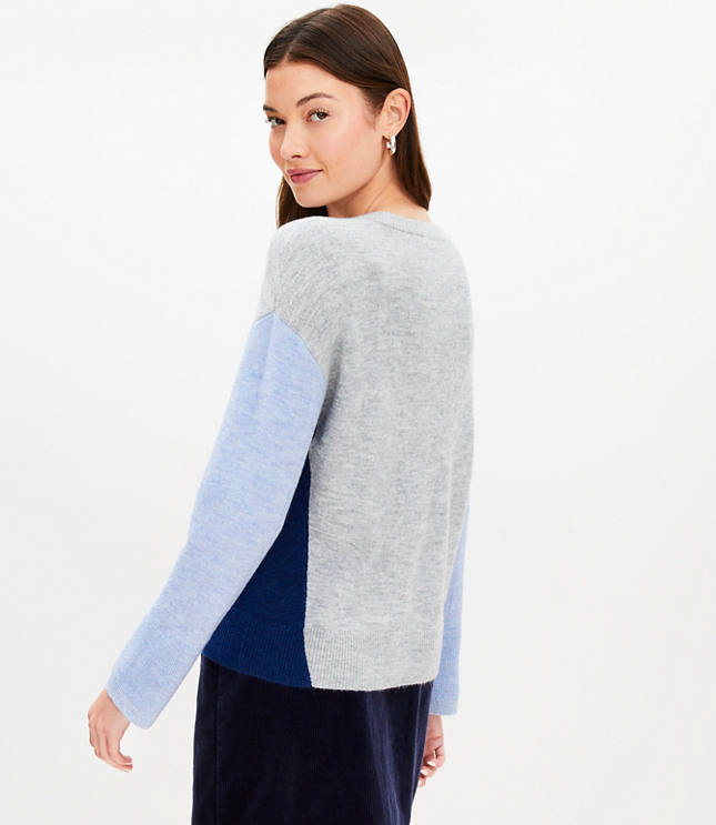 Colorblock Ribtrim Flare Sleeve Sweater