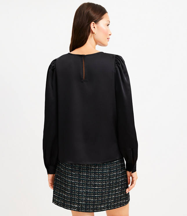 Satin Puff Sleeve Blouse