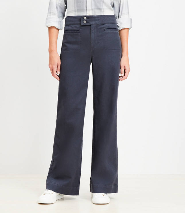 Women's Navy Wide Leg & Trouser Pants | Loft