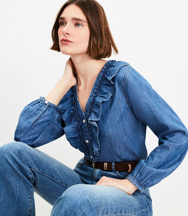 Cotton Ruffle Shirts | Loft