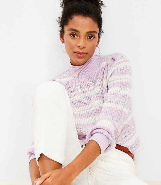 Spacedye Striped Mock Neck Sweater