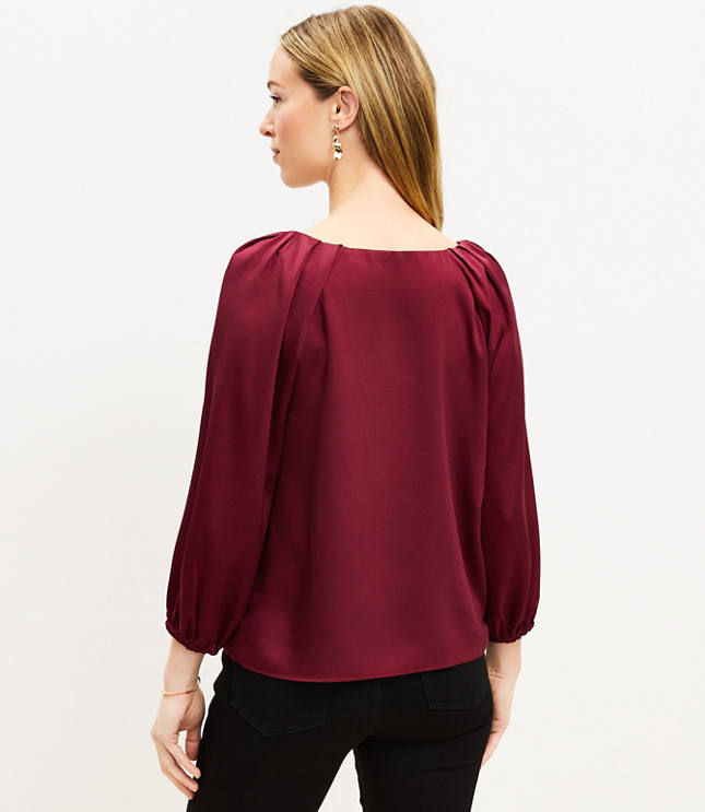 Pleated Sleeve V-Neck Top