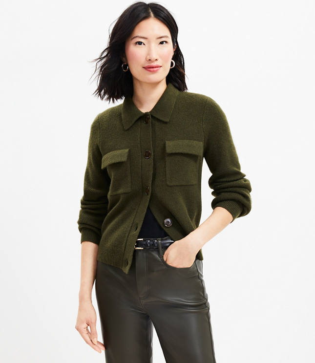 Collared Pocket Sweater Jacket