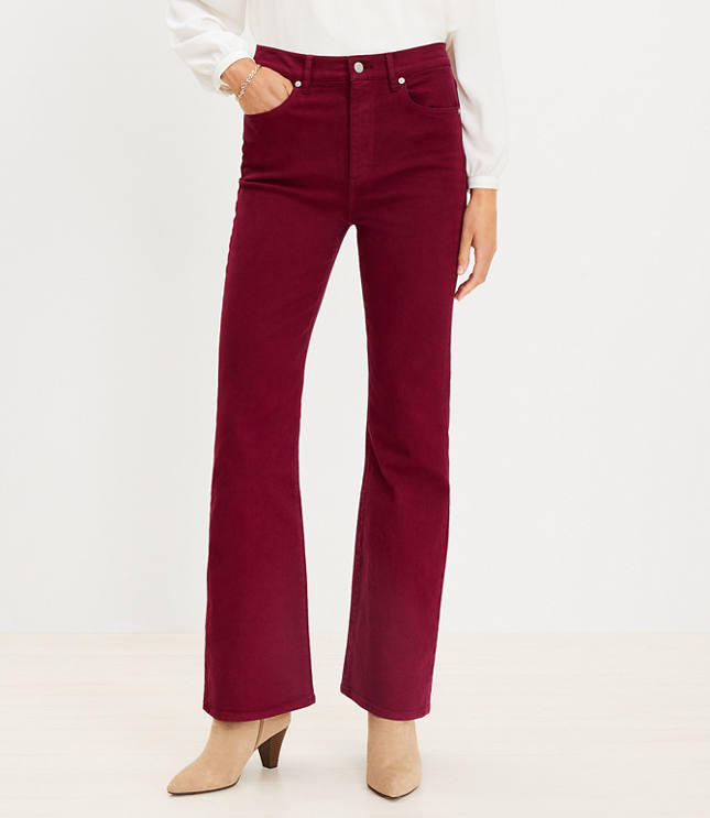 High Rise Slim Flare Jeans in Magical Plum