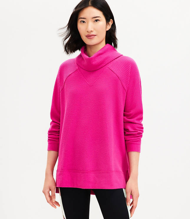 Lou & Grey Wafflestitch Cowl Neck Tunic Top