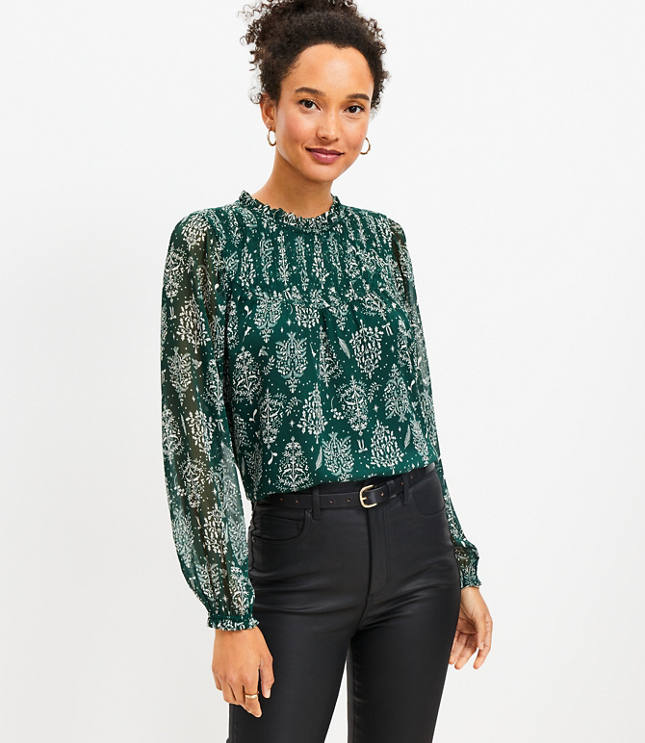 Mistletoe Pleated Yoke Blouse