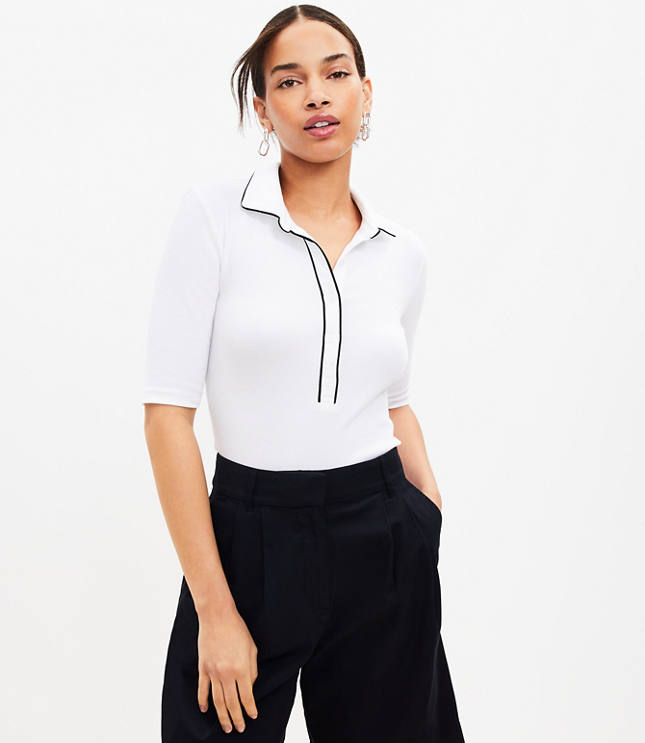 Ribbed Polo Top