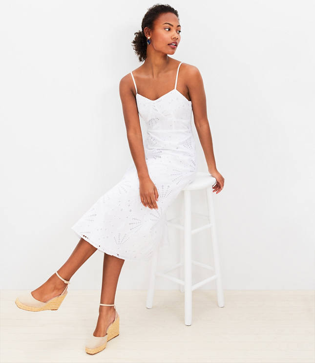 Shell Eyelet Sweetheart Midi Dress