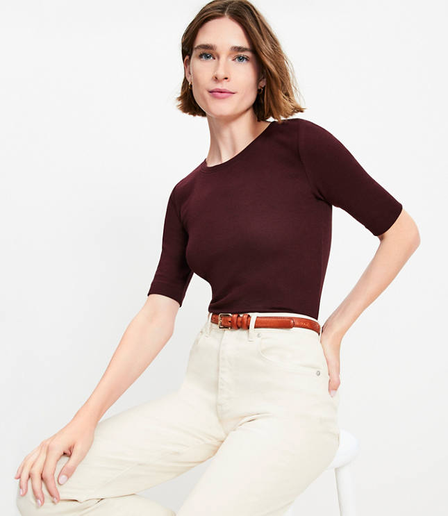 Perfect Ribbed Elbow Sleeve Tee