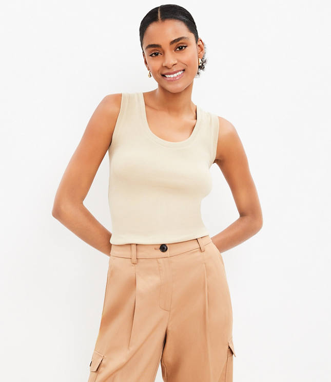 Perfect Ribbed Scoop Neck Tank Top