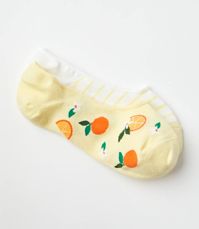 Orange & Stripe No Show Sock Set