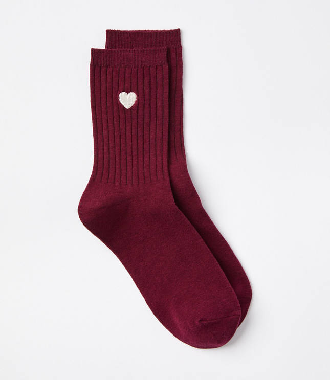 Embroidered Heart Crew Socks